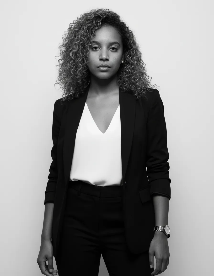 High-Contrast Black-and-White Fashion Editorial Portrait | My PromptBox
