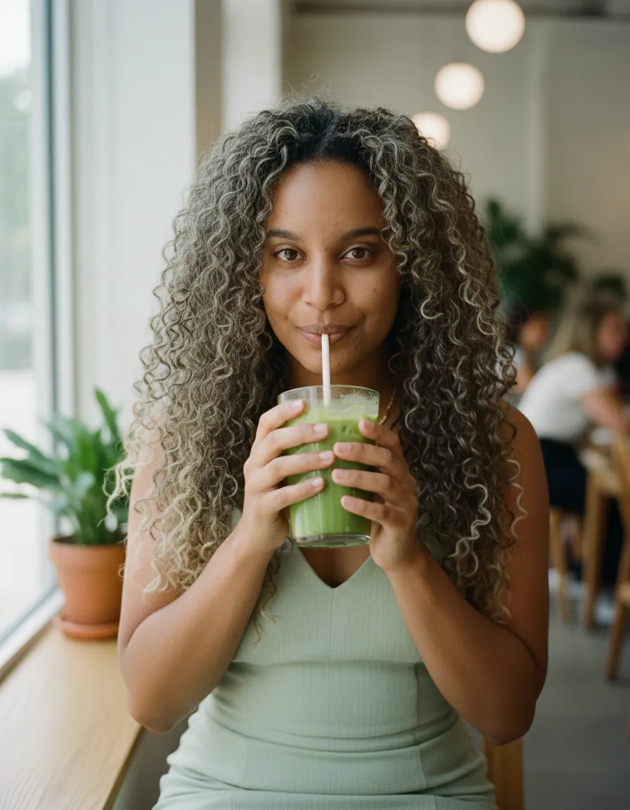 Realistic Korean Lifestyle Matcha Portrait Template | My PromptBox