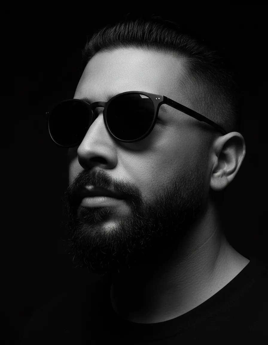 Hyper-Realistic Fine Art Low-Key Male Head Portrait Template | My PromptBox